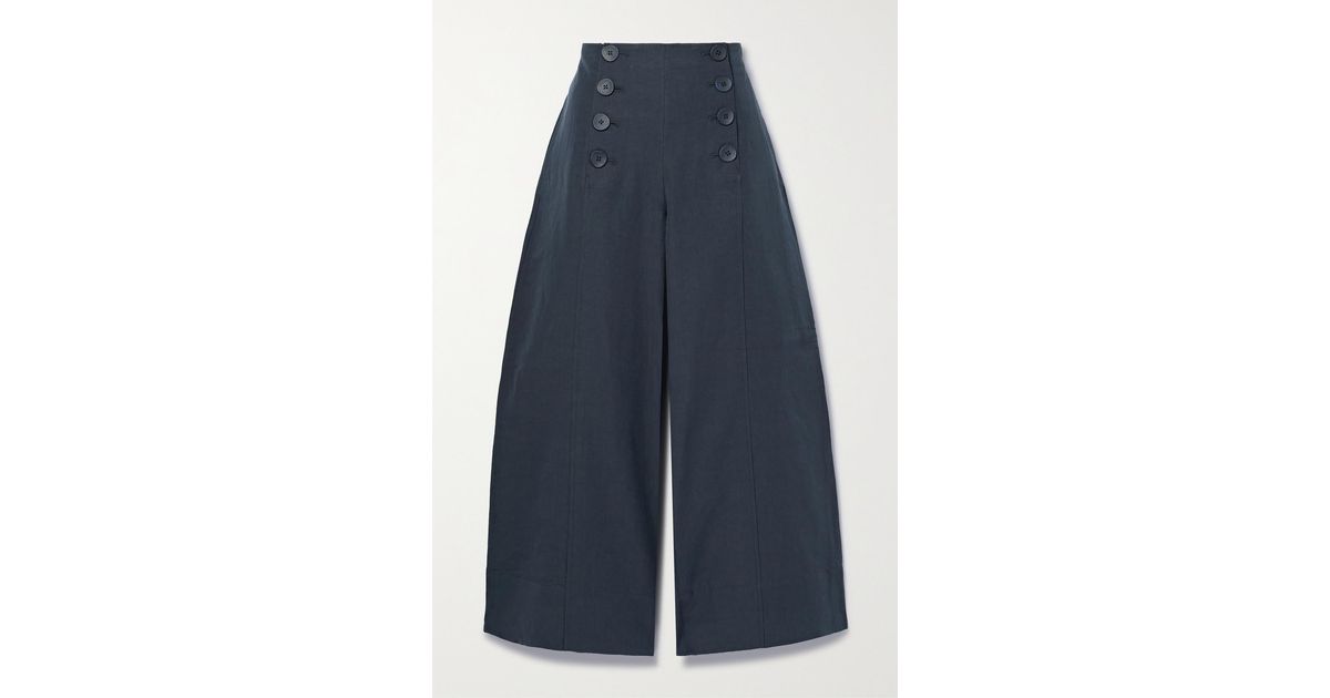 Ulla Johnson Polina Cropped Cotton, Linen And Silk-blend Wide-leg Pants ...
