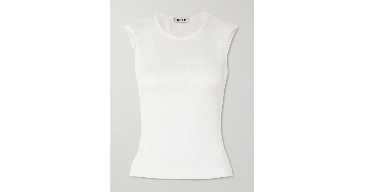 CDLP Ribbed Tencel Lyocell And Cotton Blend Jersey Tank In White Lyst CDLP Ribbed Tencel Lyocell And Cotton Blend Jersey Tank In White Lyst