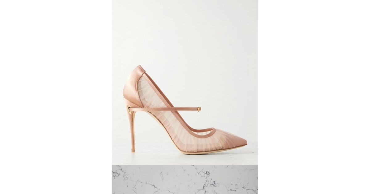 Jennifer Chamandi Lorenzo Tulle And Satin Pumps in Natural | Lyst