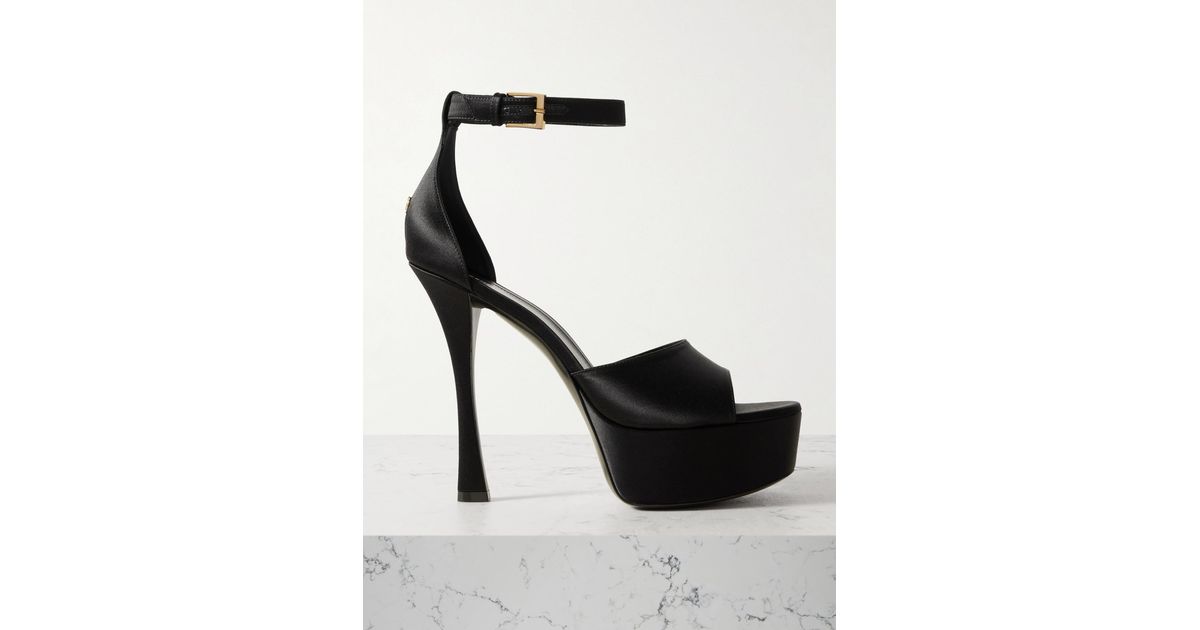 Givenchy 4G Liquid Satin Platform Sandals in Black | Lyst