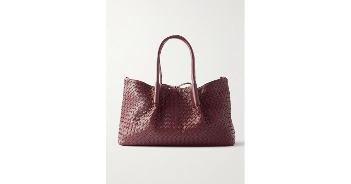 Bottega Veneta Pinacoteca Medium Intrecciato Leather Tote Bag in Red | Lyst