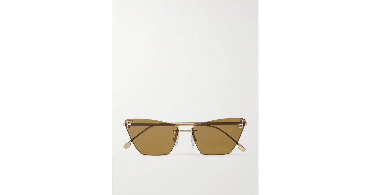 Fendi Rimless Cat-Eye Crystal-Embellished-Tone Sunglasses in Natural | Lyst