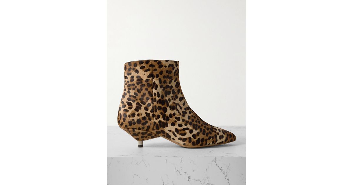 Isabel Marant Eana Leopard-Print Calf Hair Ankle Boots in Brown | Lyst