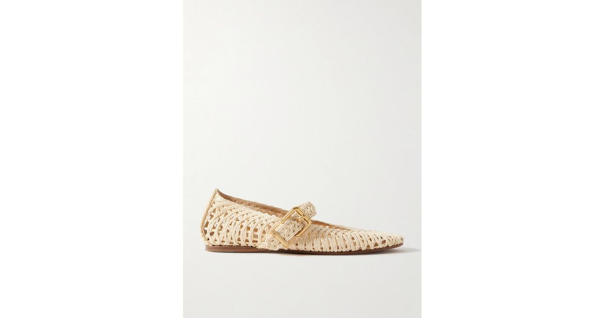 Zimmermann Gleam Woven Raffia Ballet Flats in Natural | Lyst