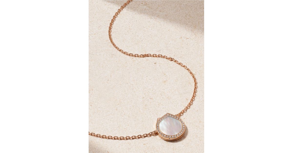 Repossi Antifer 18-Karat Rose, Mother-Of-Pearl And Diamond Necklace in ...