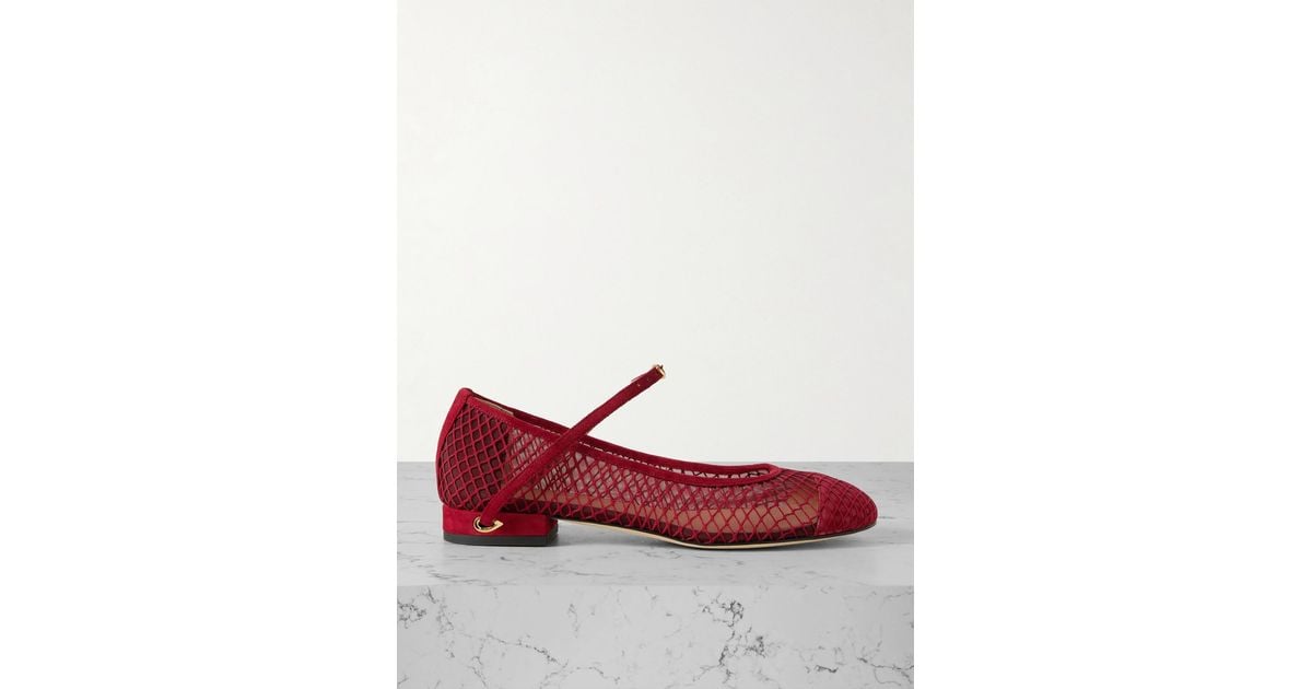 Jennifer Chamandi Paolo 20 Suede And Mesh Ballet Flats in Red | Lyst