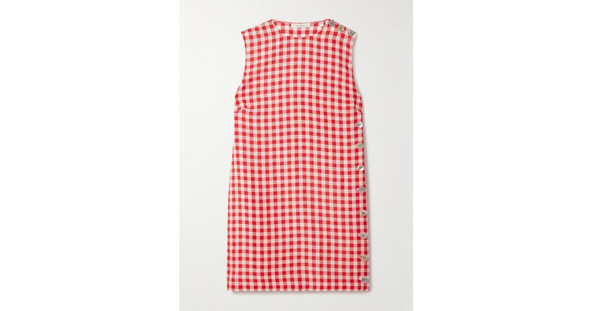 Doen Coraline Gingham Woven Mini Dress in Red | Lyst