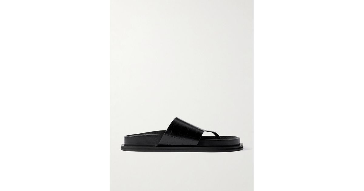 A.Emery Imara Croc-Effect Leather Sandals in White | Lyst