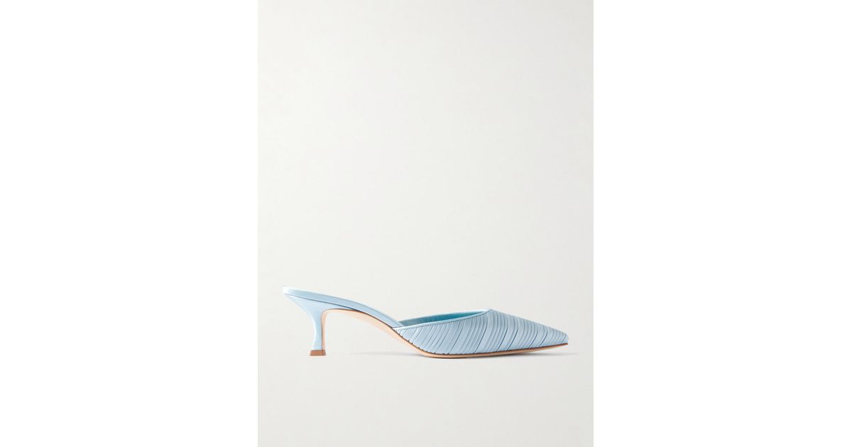 Manolo Blahnik Carolyne 50 Pleated Satin Mules in Blue | Lyst