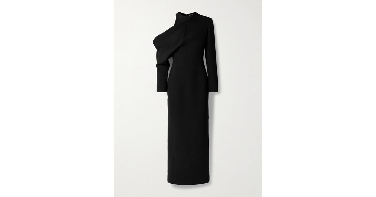 Khaite Trey Cold-Shoulder Draped Cady Maxi Dress in Black | Lyst