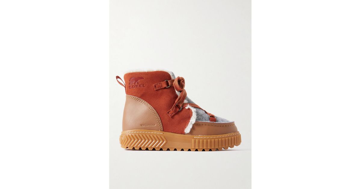 Sorel Ona Ave Alpine Faux Shearling-Trimmed Felt, Suede And Leather ...