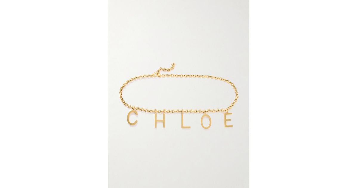 Chloé Embellished-Tone Chain Belt in Natural | Lyst