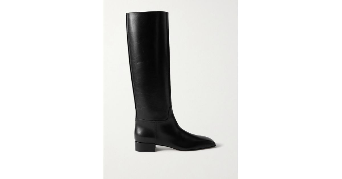 Christen Classic Square Leather Knee Boots in Black | Lyst UK