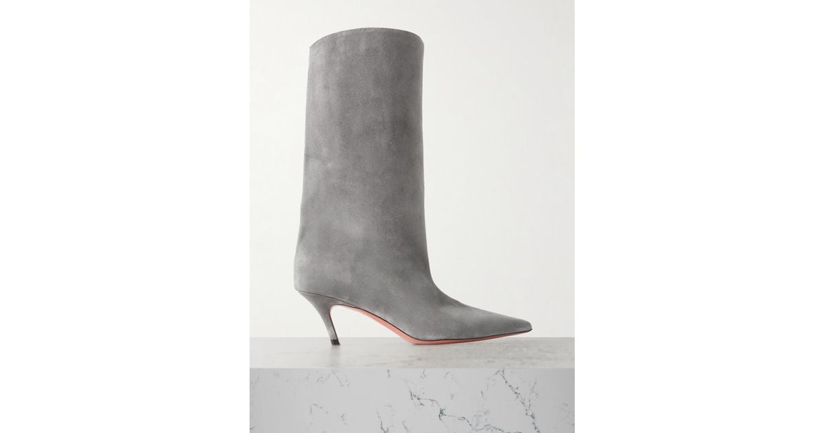 AMINA MUADDI Fiona Suede Boots in Gray | Lyst