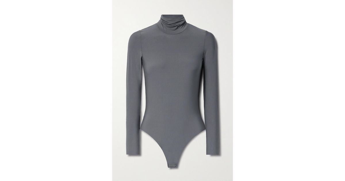 Commando Butter Stretch Modal Turtleneck Thong Bodysuit In Gray Lyst