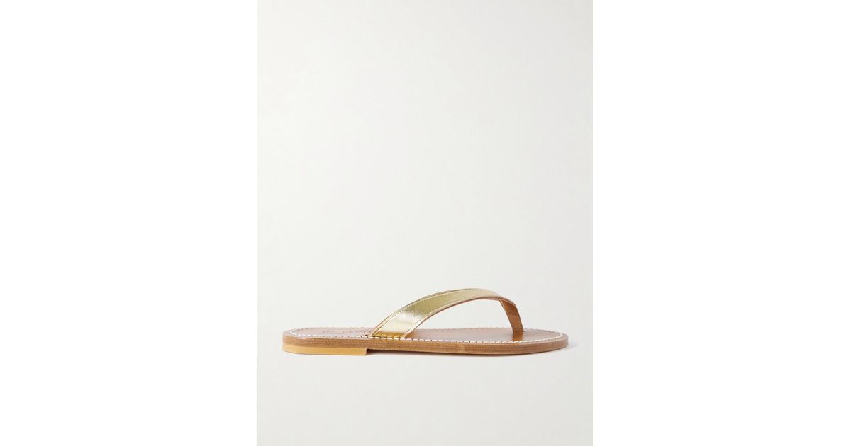 K. Jacques Torino Metallic Leather Sandals in Natural | Lyst