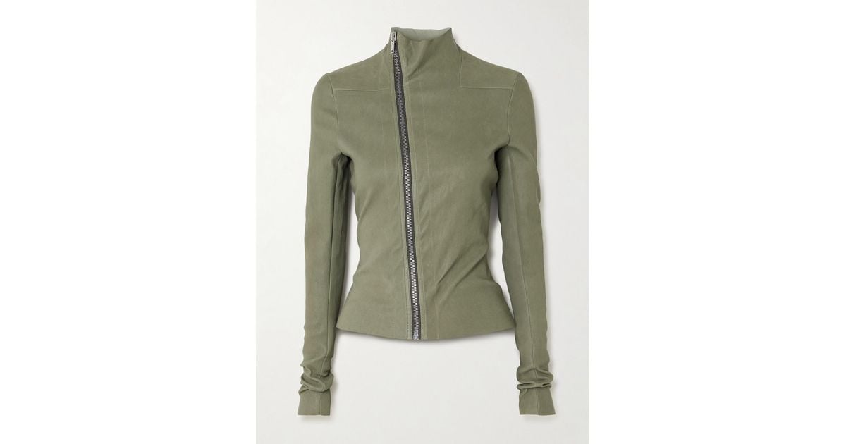 Rick Owens Gary Leather Biker Jacket in Green | Lyst