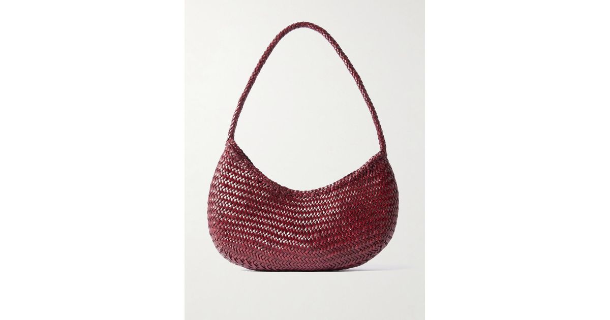 Dragon Diffusion Nova Luna Woven Leather Shoulder Bag in Red | Lyst