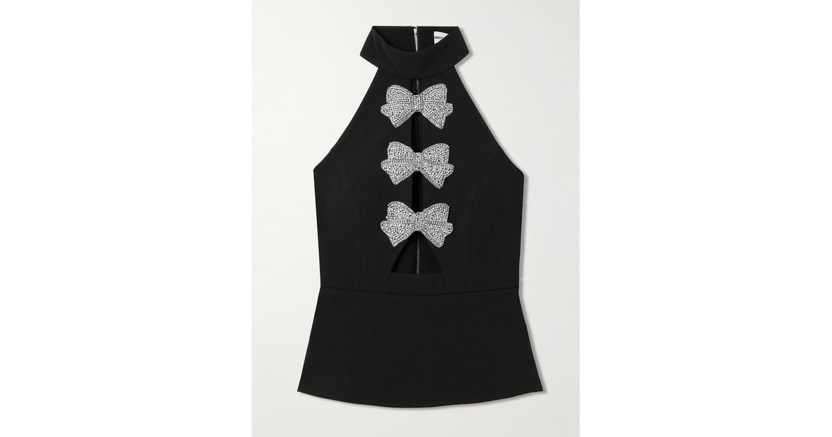 Rebecca Vallance Lita Cutout Embellished Cady Top in Black | Lyst
