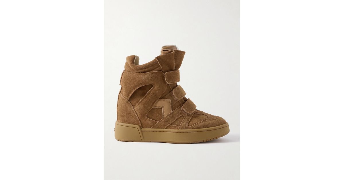 Isabel Marant Im3 Leather-Trimmed Suede High-Top Sneakers in Brown | Lyst