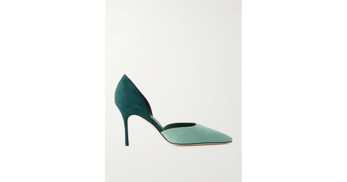 Manolo Blahnik Taylerbinu 90 Two-Tone Suede Pumps in Green | Lyst