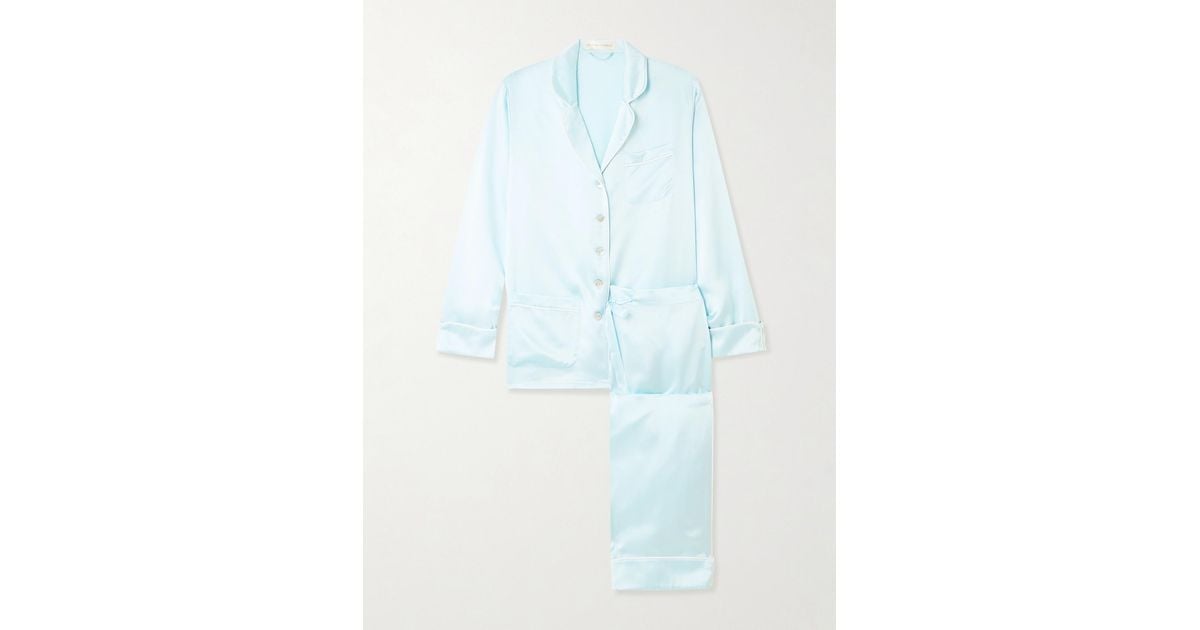 Olivia Von Halle Coco Silk-Satin Pajama Set in Blue | Lyst
