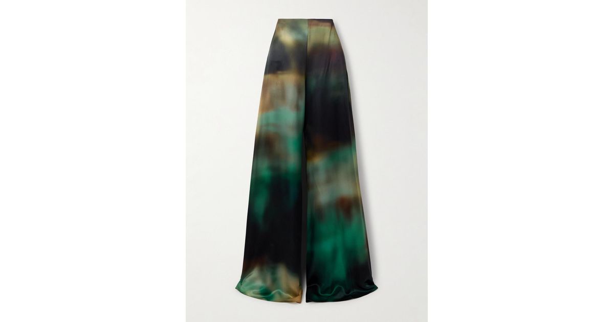 ROKSANDA Arneau Tie-Dye Satin Wide-Leg Pants in Green | Lyst
