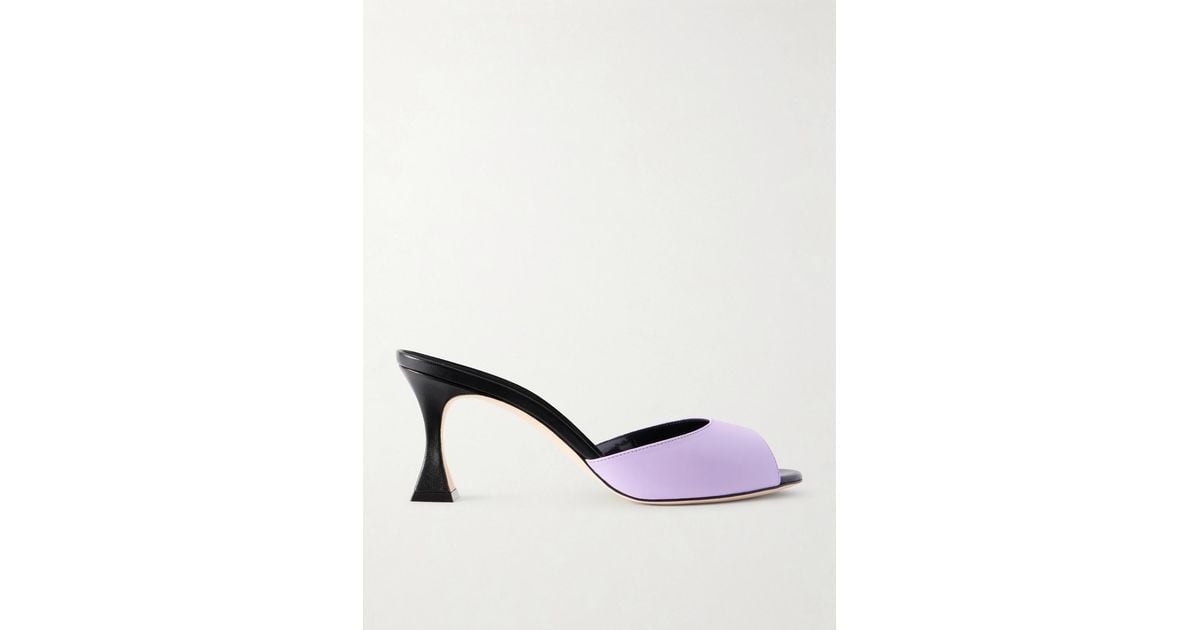Manolo Blahnik Jadaron 70 Leather Mules in Natural | Lyst