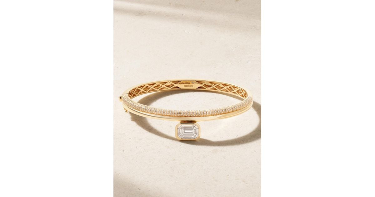 SHAY Floating Bezel 18-Karat Diamond Bangle in Natural | Lyst