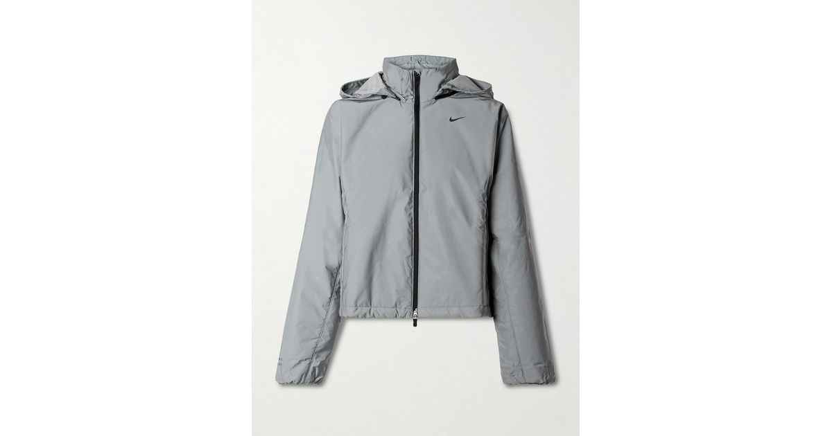 Nike Hooded Padded Coated Therma-Fit Jacket in Gray | Lyst