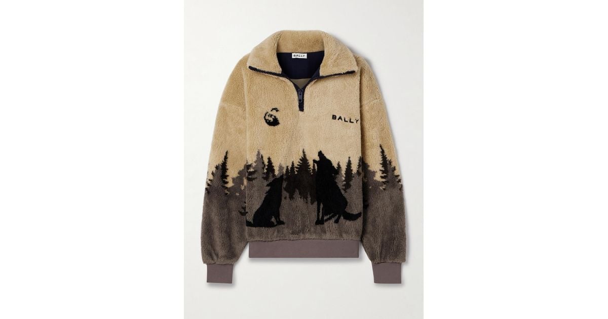 Bally Printed Fleece Half-Zip Jacket in Black | Lyst UK
