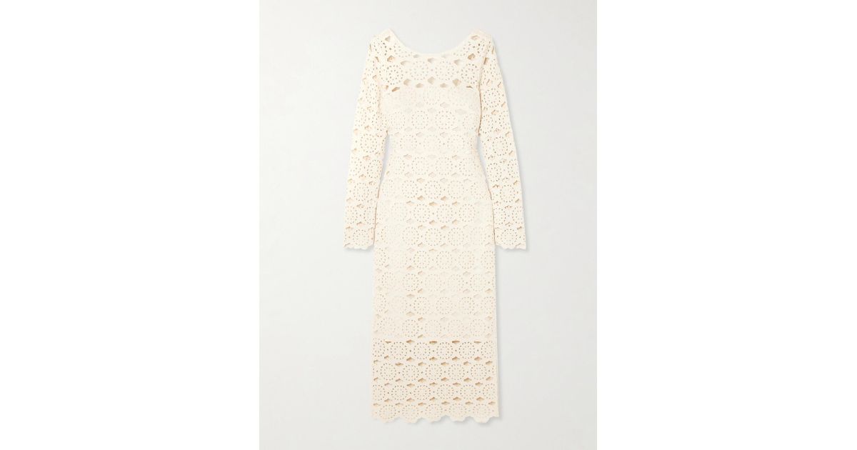 Cara Cara Marsielle Crocheted Cotton Midi Dress in Natural | Lyst