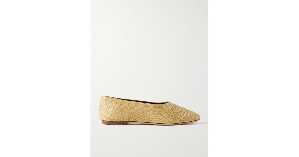 STAUD Alba Raffia Ballet Flats in Natural | Lyst