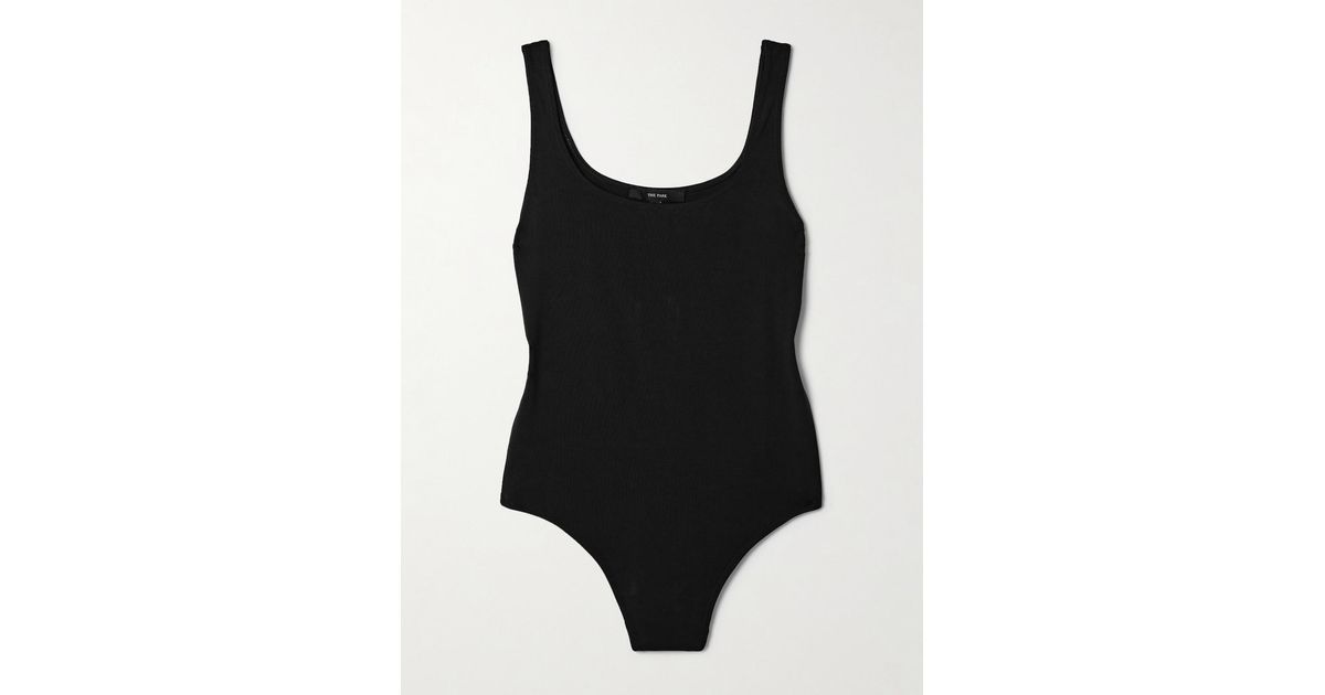 The Park Lisa Stretch-Tencel Lyocell Jersey Thong Bodysuit in Black | Lyst