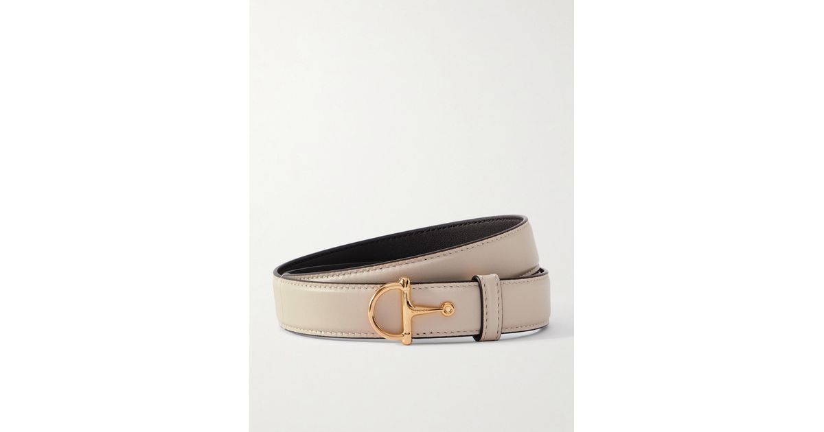 Gucci Horsebit-Detailed Textured-Leather Belt in Natural | Lyst