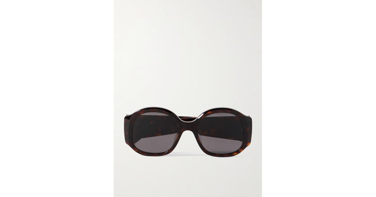 Celine Maxi Triomphe Round-Frame Acetate Sunglasses in Black | Lyst