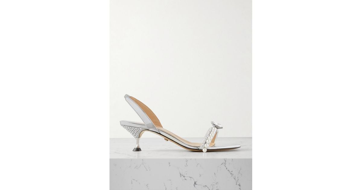 Mach & Mach Diamond Of Elizabeth Embellished Metallic Leather Slingback ...