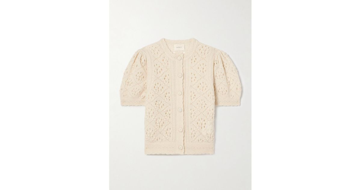 Doen Mirabelle Pointelle-Knit Alpaca-Blend Cardigan in Natural | Lyst