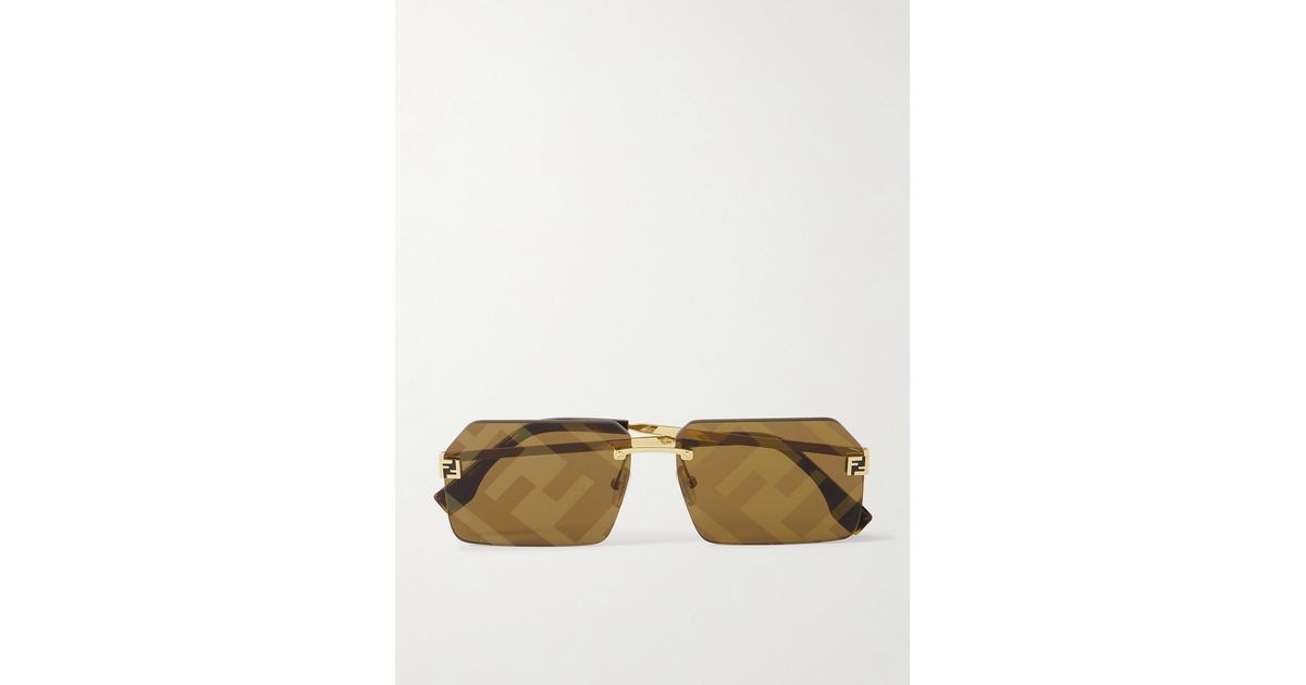 Fendi Fendi Sky Rimless Rectangle-Frame-Tone Sunglasses in Natural | Lyst