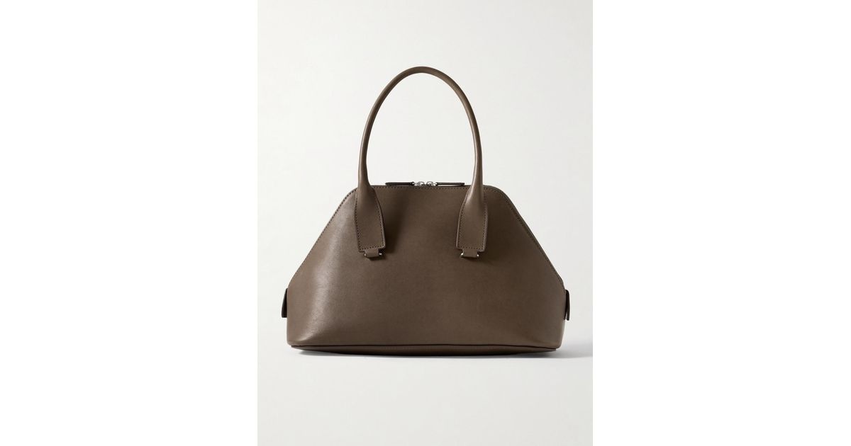 The Row Devon Medium Leather Tote in Brown | Lyst