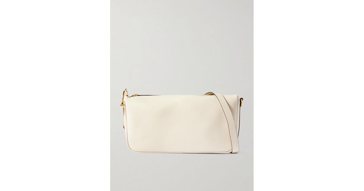 Gucci Half Horsebit Medium Textured-Leather Shoulder Bag in Natural ...