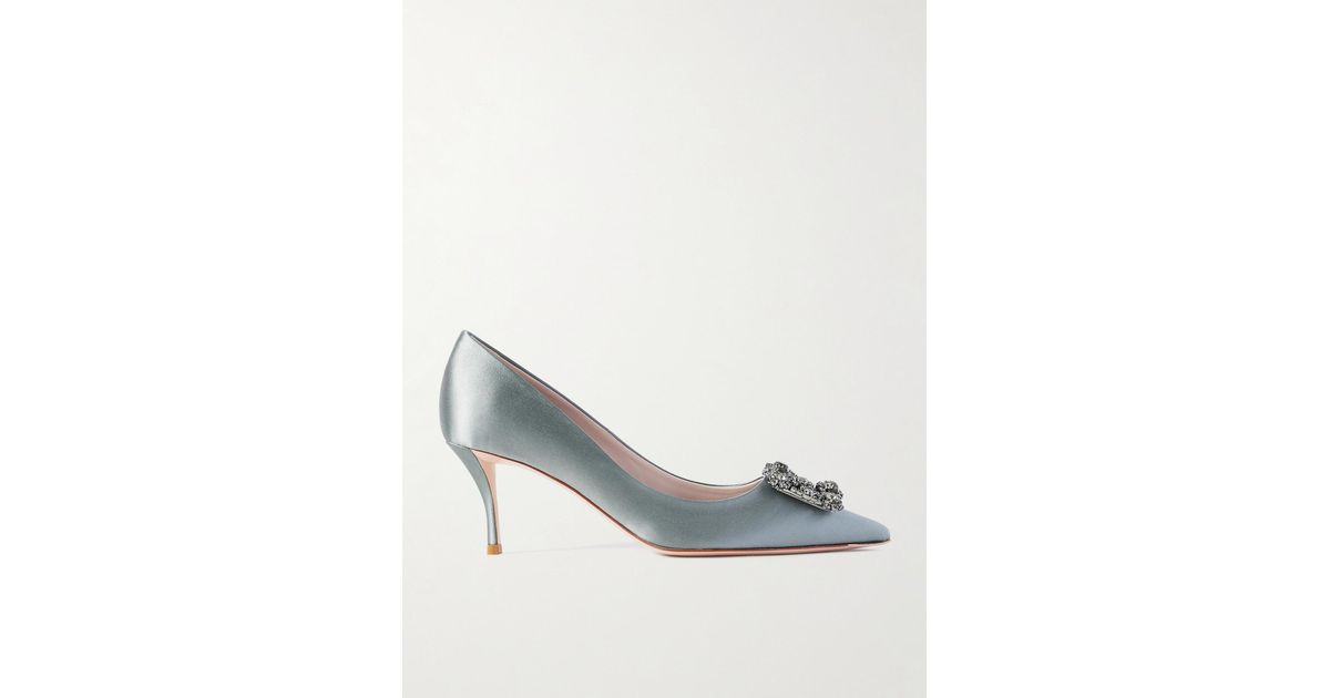 Roger Vivier Efflorescence 65 Crystal-Embellished Satin Pumps in Blue ...