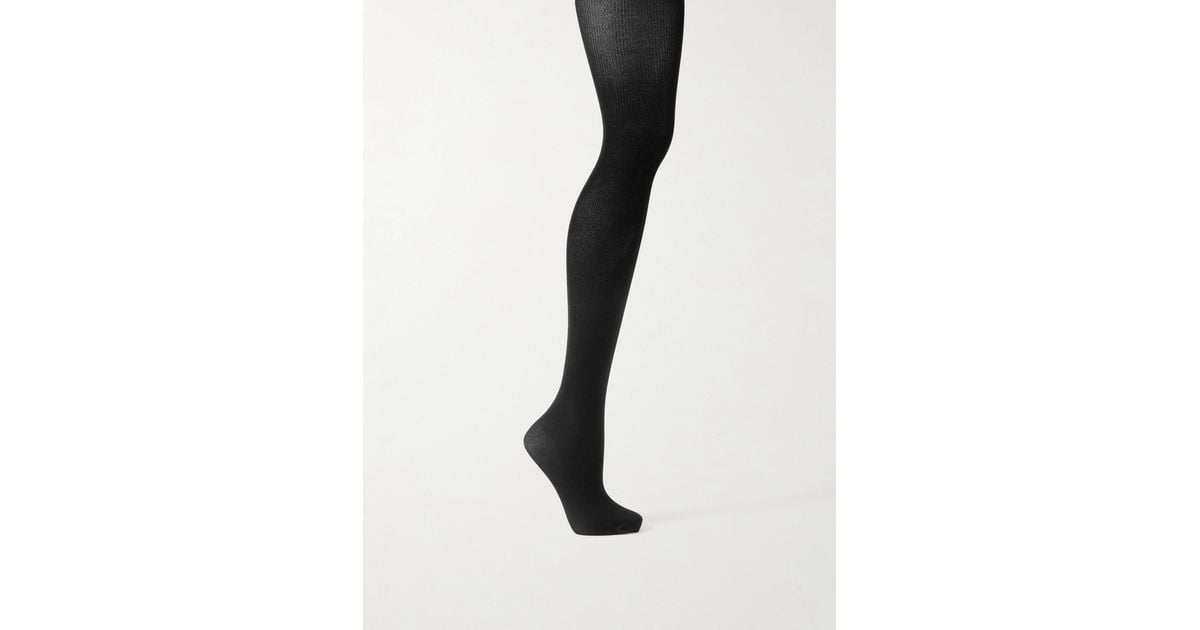 Wolford Ribbed-Knit Tights in Black | Lyst