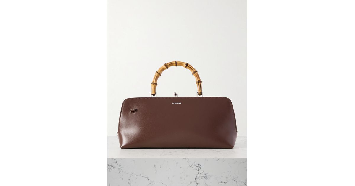 Jil Sander Bamboo Leather Tote in Brown | Lyst