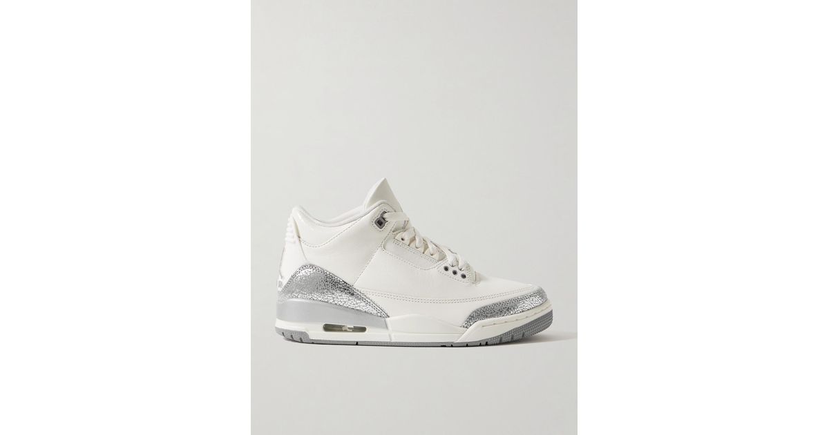 Nike Air Jordan 3 Retro Rubber-Trimmed Metallic Leather Sneakers in ...