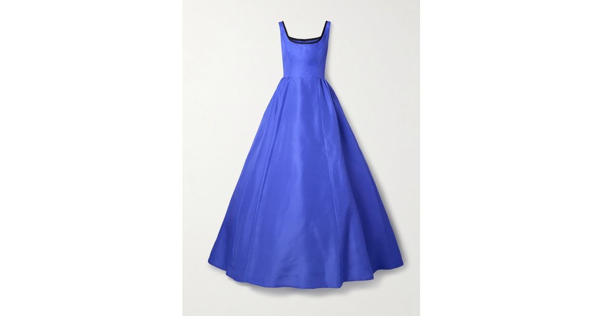 Carolina Herrera Pleated Silk-Gazar Gown in Blue | Lyst