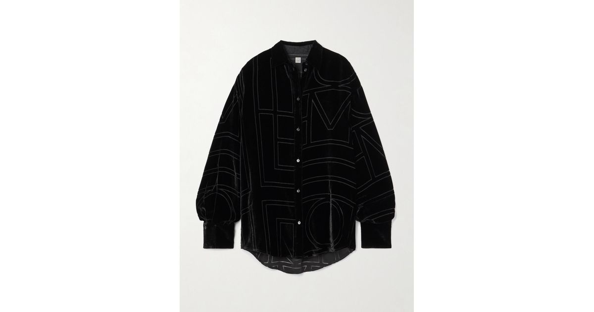 TOTEME Devoré-Velvet Shirt in Black | Lyst