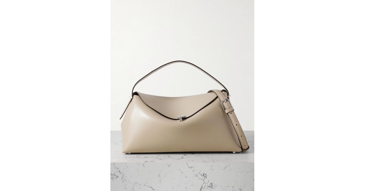 TOTEME T-Lock Leather Shoulder Bag in Natural | Lyst