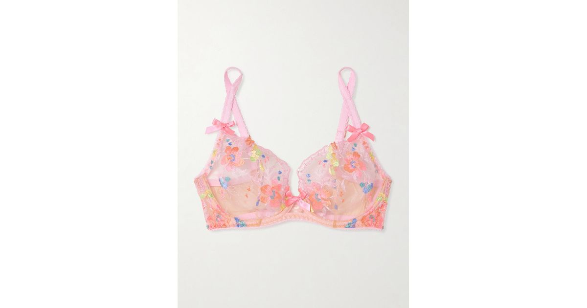 Agent Provocateur Rixie Bow-Detailed Lace-Trimmed Embroidered Tulle ...