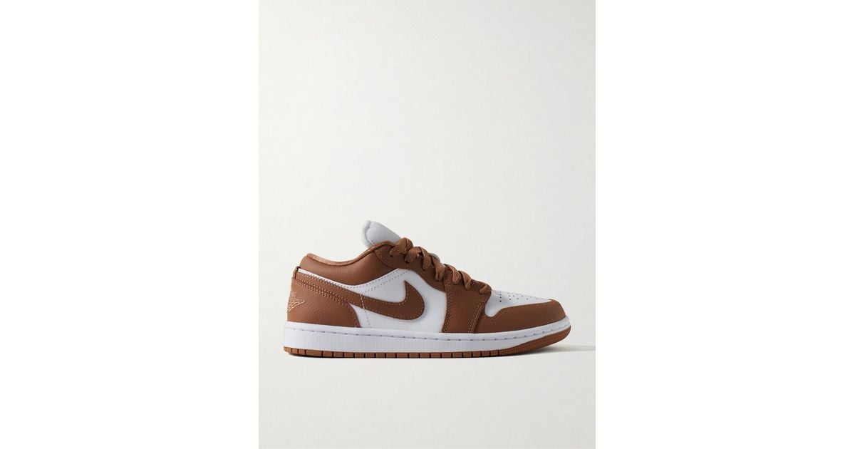 Nike Air Jordan 1 Low Embroidered Leather Sneakers in Brown | Lyst
